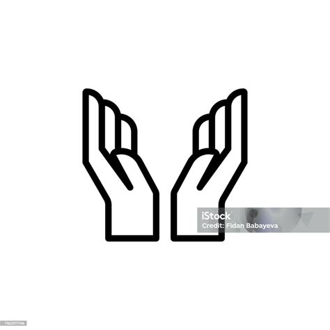 손기도 제스처 개요 아이콘입니다 손 제스처 그림 아이콘의 요소입니다 기호는 웹 로고 모바일 앱 Ui Ux에 사용할 수 있습니다 Blessing에 대한 스톡 벡터 아트 및