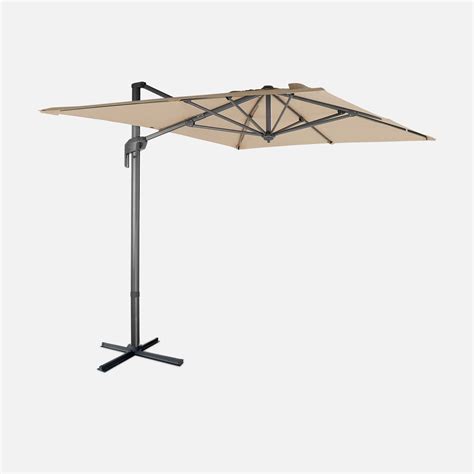 2x3m Rectangular Cantilever Parasol Beige