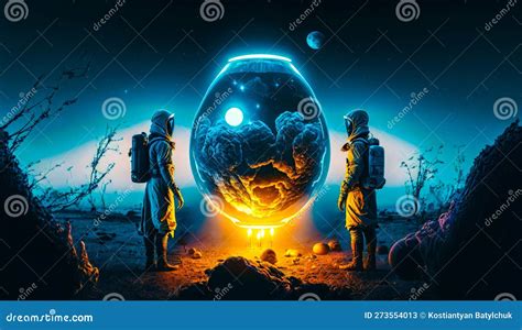 Astronauts Standing On Surface Of Planet Mars Royalty Free Stock Photo