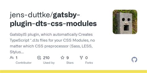 Github Jens Duttkegatsby Plugin Dts Css Modules Gatsbyjs Plugin Which Automatically Creates