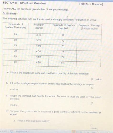 Solved Section B Structured Question Total 10 Marks