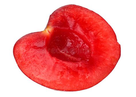 Cherry Slice Isolated On A White Background Stock Image Image Of