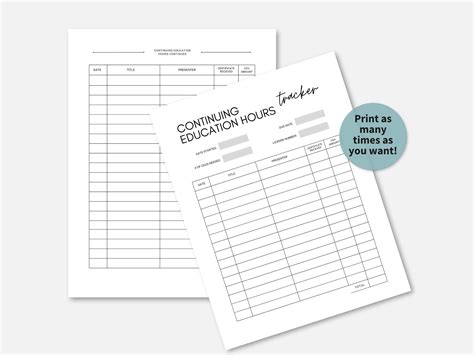 Ceu Tracker Template Printable Pdf Continuing Education Tracker Template Ceu Log Social Work