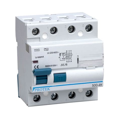 80a 4 Pole 4 Module 500ma Trip Rcd Protek Uk