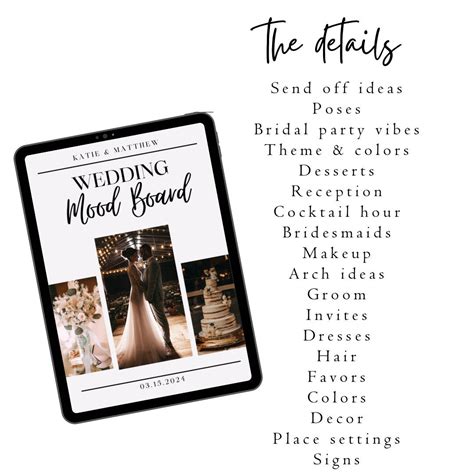 Wedding Mood Board Template Digital Wedding Planner Template Wedding