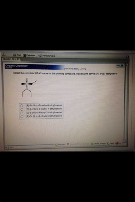 Solved Select The Complete Iupac Name For The Following
