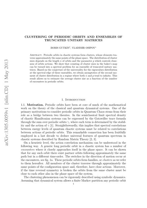 PDF Clustering Of Periodic Orbits In Chaotic Systems