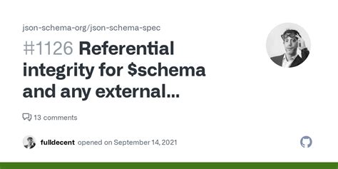 Referential Integrity For Schema And Any External References · Issue 1126 · Json Schema Org