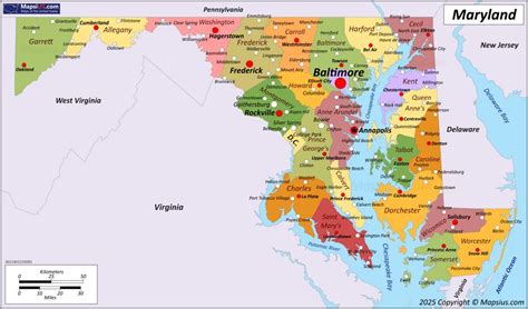 Map Of Maryland State Usa