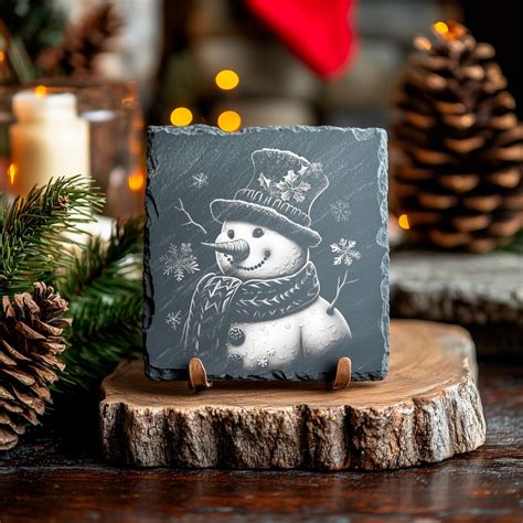 Snowman Png For Cnc Laser Engrave Cnc Art Laser Burn Glowforge File Slate Coaster Engraving