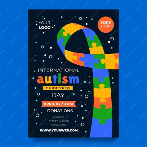 Free Vector Flat Vertical Poster Template For World Autism Awareness Day