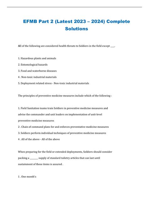 Efmb Part 2 Latest 2023 2024 Complete Solutions Efmb Stuvia Us