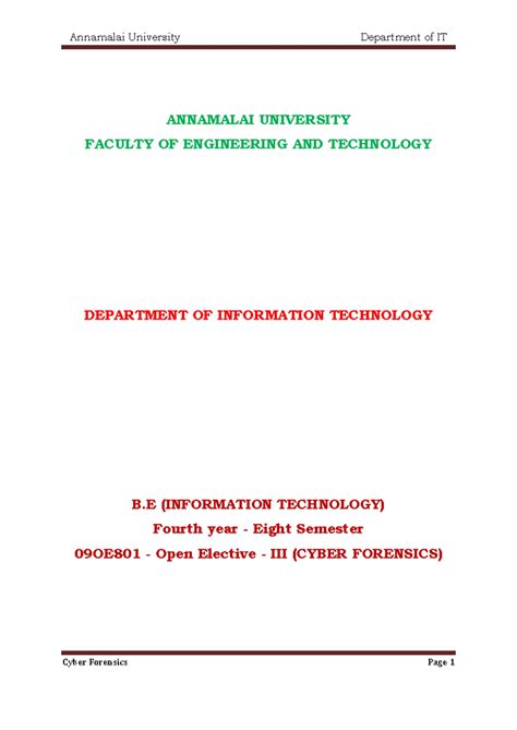 Cyber Forensics Lecture Notes Unit 3 I Syllabus Introduction