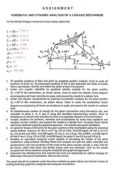 Answered Assignment Kinematic And Dynamic Analysis Of A Li