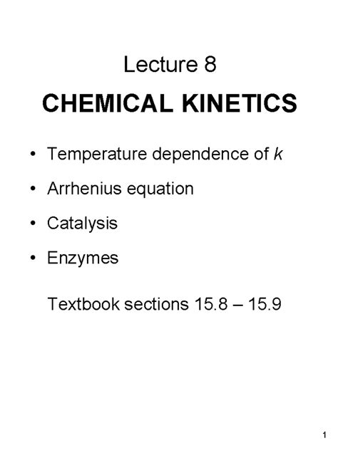 Chem 122 Lecture Notes Chemical Kinetics And Arrhenius Equation Studocu