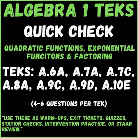Algebra 1 Semester 2 Teks Quick Checks Task Cards By Algebracademy