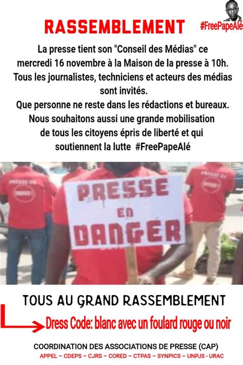 Affaire Pape Alé Niang Rassemblement à La Maison De La Presse Ce