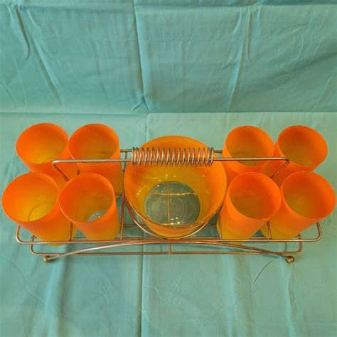 1950s Mid Century Blendo Ombré Glass Set And Ice Bucket Set 10 Pieces