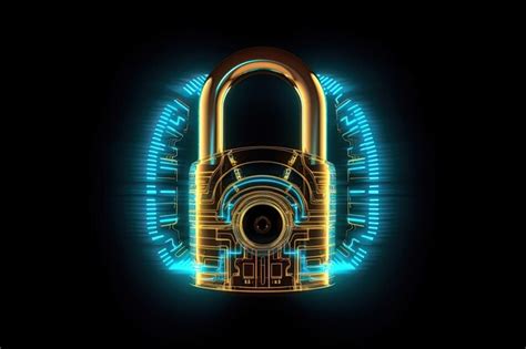 Premium Ai Image Locked Padlock In Neon Light On Black Background