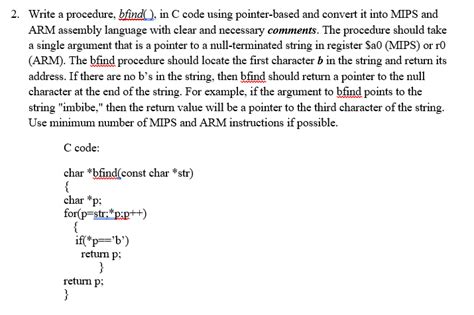 Write A Procedure Bfind In C Code Using
