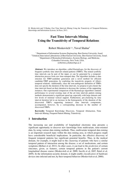 Pdf Fast Time Intervals Mining Using The Transitivity Of Temporal