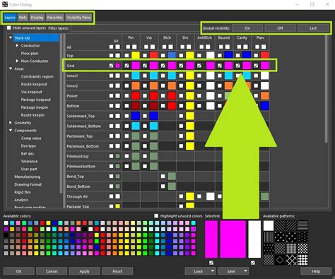 Setting Up Colour Selection In Allegro PCB Editor