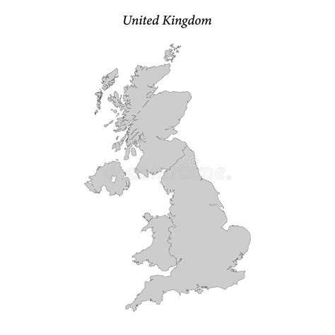 Simple Mapa Plano Del Reino Unido Con Fronteras Ilustración Del Vector
