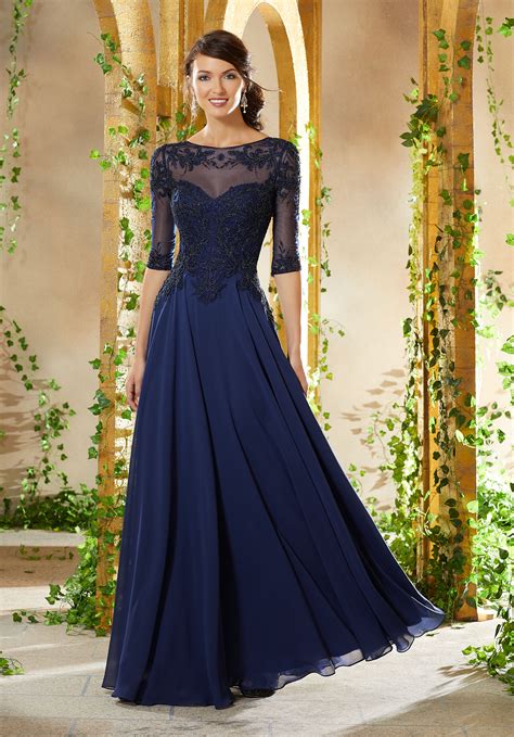 Chiffon With Beaded Lace On Net Morilee