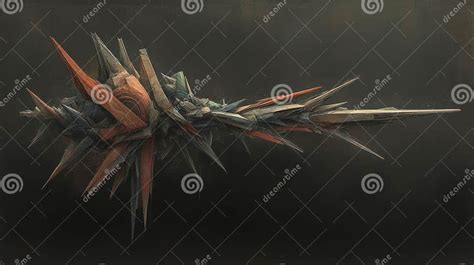 Abstract Sculpture With Sharp Angular Shapes And A Muted Color Palette