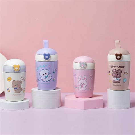 กระบอกน้ำเก็บความเย็น ลายการ์ตูนน่ารักๆ กระติกน้ำร้อน กระติกน้ำเย็น กระบอกน้ำพกพา ขนาดกะทัดรัด