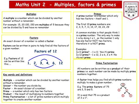 Maths Unit 2 Multiples Factors And Primes Ppt Download