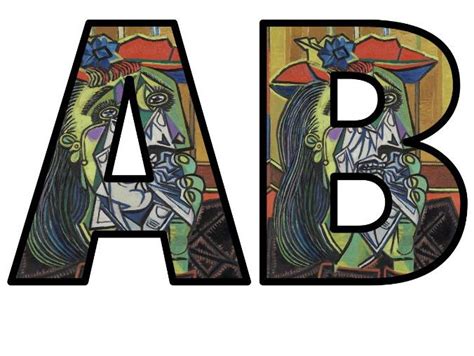 New Artist Display Pablo Picasso Lettering Whole Alphabet Numbers