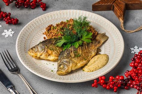Premium Photo Grilled Fish With Mashed Potatoes And Spinach With