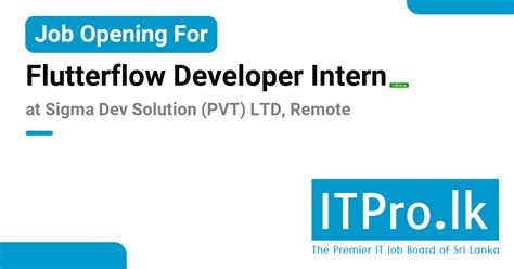 Flutterflow Developer Intern At Sigma Dev Solution Pvt Ltd Itprolk