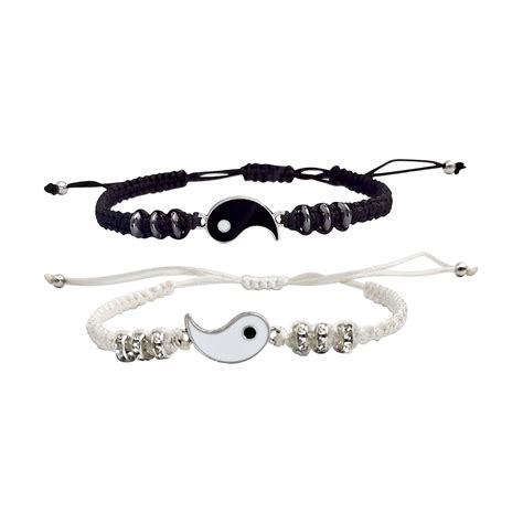 Friend Bracelets 2 Matching Yin And Yangs Adjustable Rope Bracelets For