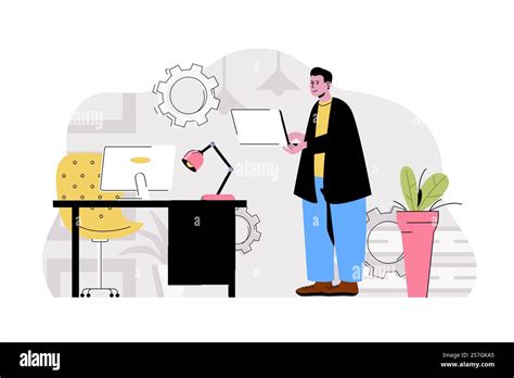 computer technologies concept developer works on laptop creates