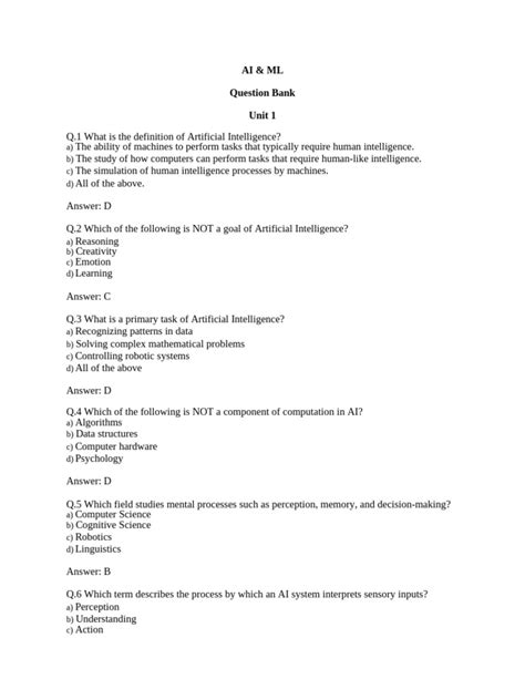Ai Ml Question Bank With Answers Pdf Cluster Analysis Machine Learning