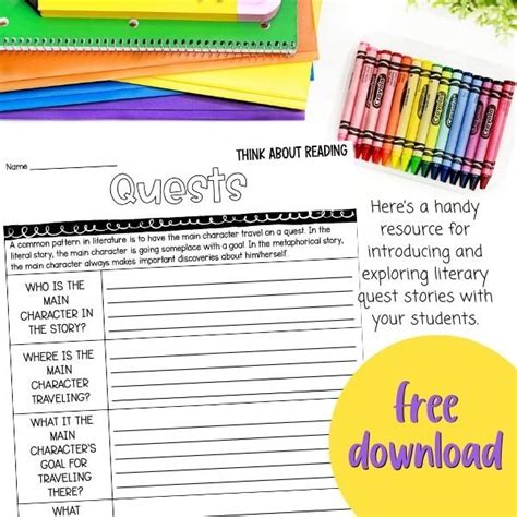 Literary Quest Worksheet Curious Classroom Adventures