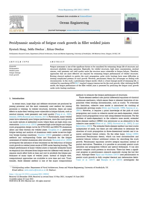2021hongk Peridynamic Analysis Of Fatigue Crack Growth In Fillet Welded Joints Pdf Fatigue