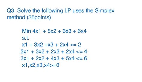 Solved Q3 Solve The Following Lp Uses The Simplex Method