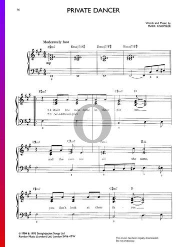 Private Dancer Tina Turner Piano Sheet Music OKTAV