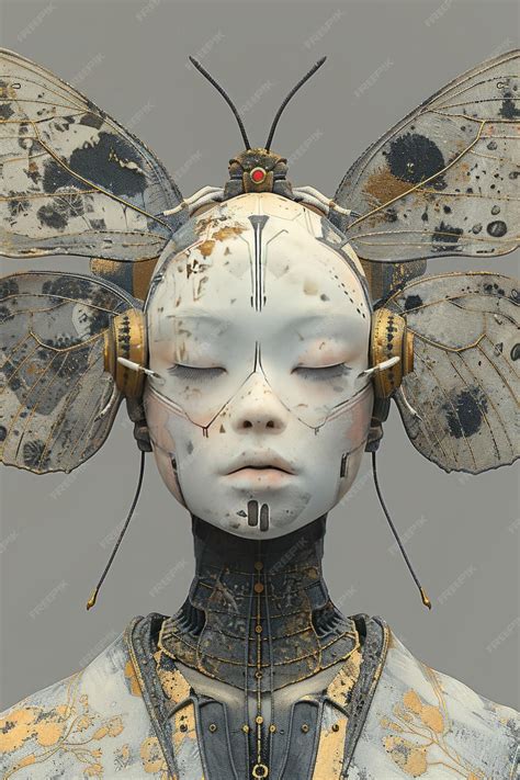 Premium Photo Smiling Cybercore Butterfly Warrior Queen Hyper Realism