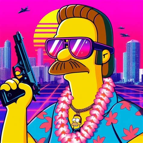 The Simpson Characters As Mobsters Synthwave Style Rbing