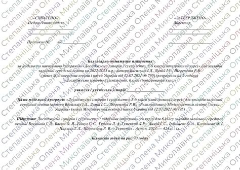 Календарно тематичне планування «Досліджуємо історію і суспільство 6 клас інтегрований курс