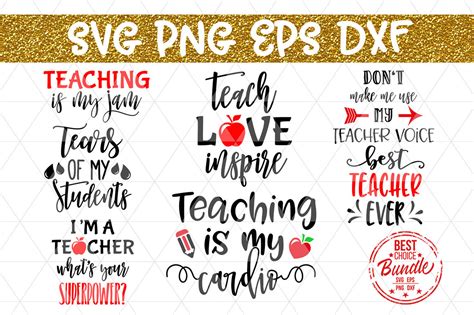 Teacher Bundle Svg Cut File Teacher T Svg Eps Dxf Png By Mulia