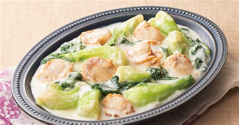 ほたてとチンゲン菜のミルク煮｜だいどこログ 生協パルシステムのレシピサイト