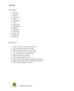 Question Tags Exercises With Answers Grammar Englet