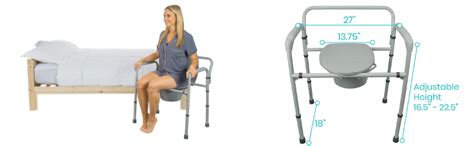 Vive Bariatric Bedside Commode 500 Lb Capacity Folding 3n1
