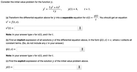 Solved Consider The Initial Value Problem For The Function