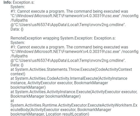 job error csc exe access is denied when running the process from the